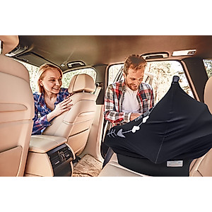 Car Seat Cover for Babies, Stop No Touch Sign Nursing Cover Breastfeeding Cover, Stretchy Infant Carseat Canopy, Multi Use Cover Shopping Cart/High Chair/Stroller Covers, Super Soft Breathable