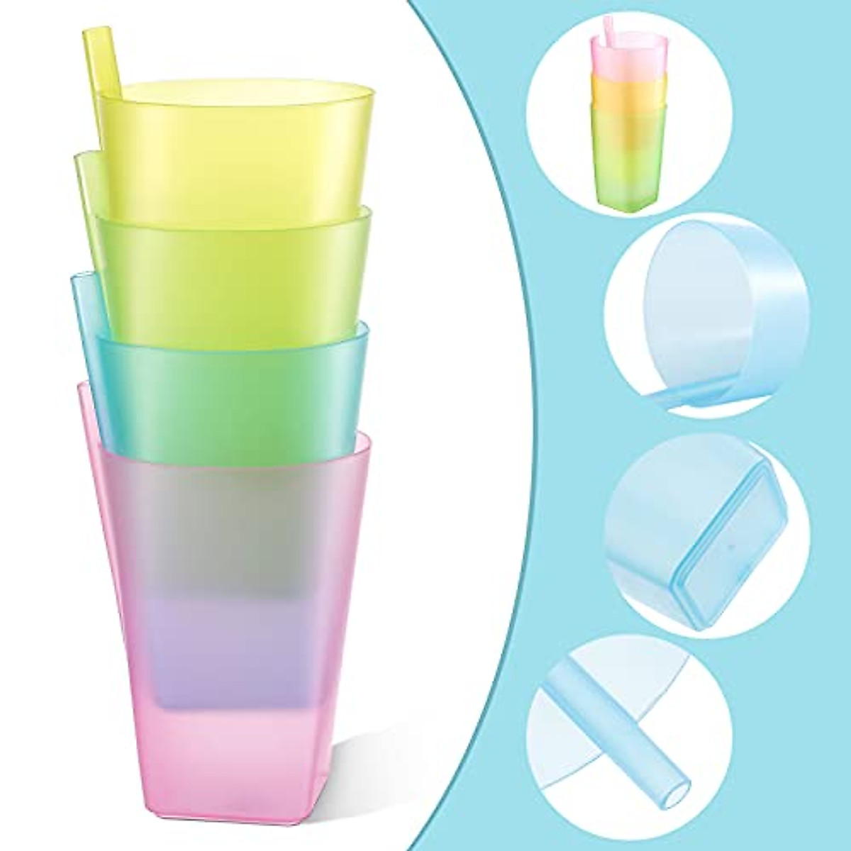 EXCEART Children Sippy Cup 4Pcs Toddler Sip Cups with Built in Straw Kids Drink Cups with Straws