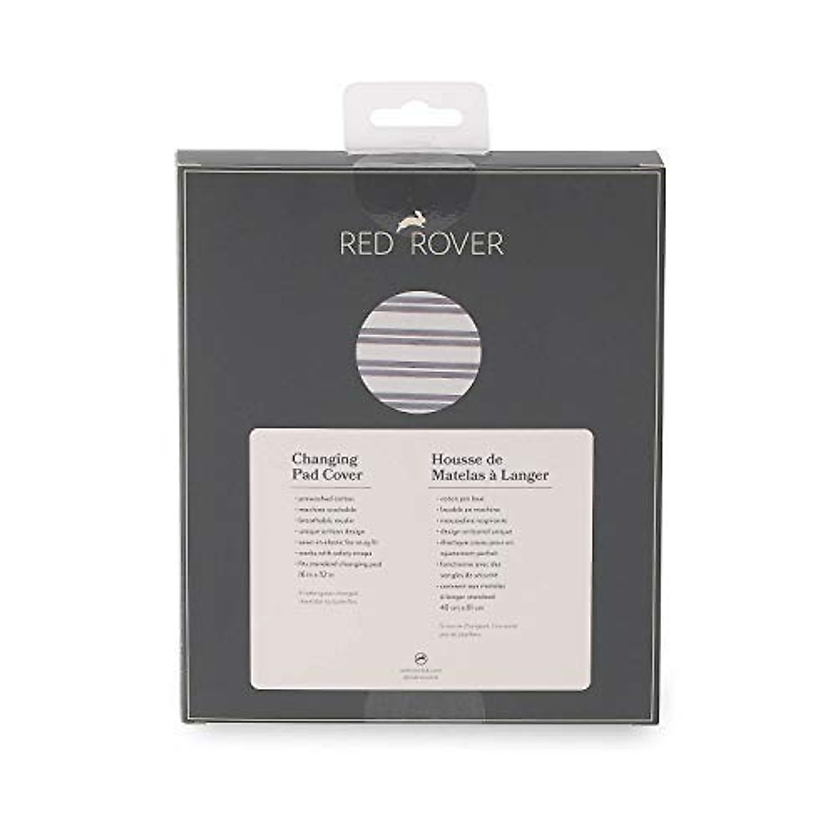 Red Rover Kid Muslin Changing Pad Cover – 16” x 32” - 100% Cotton – Machine Washable – Standard Size - Stitched Holes for Safety Straps – Lightweight & Breathable – Unisex (Grey Double Stripe)