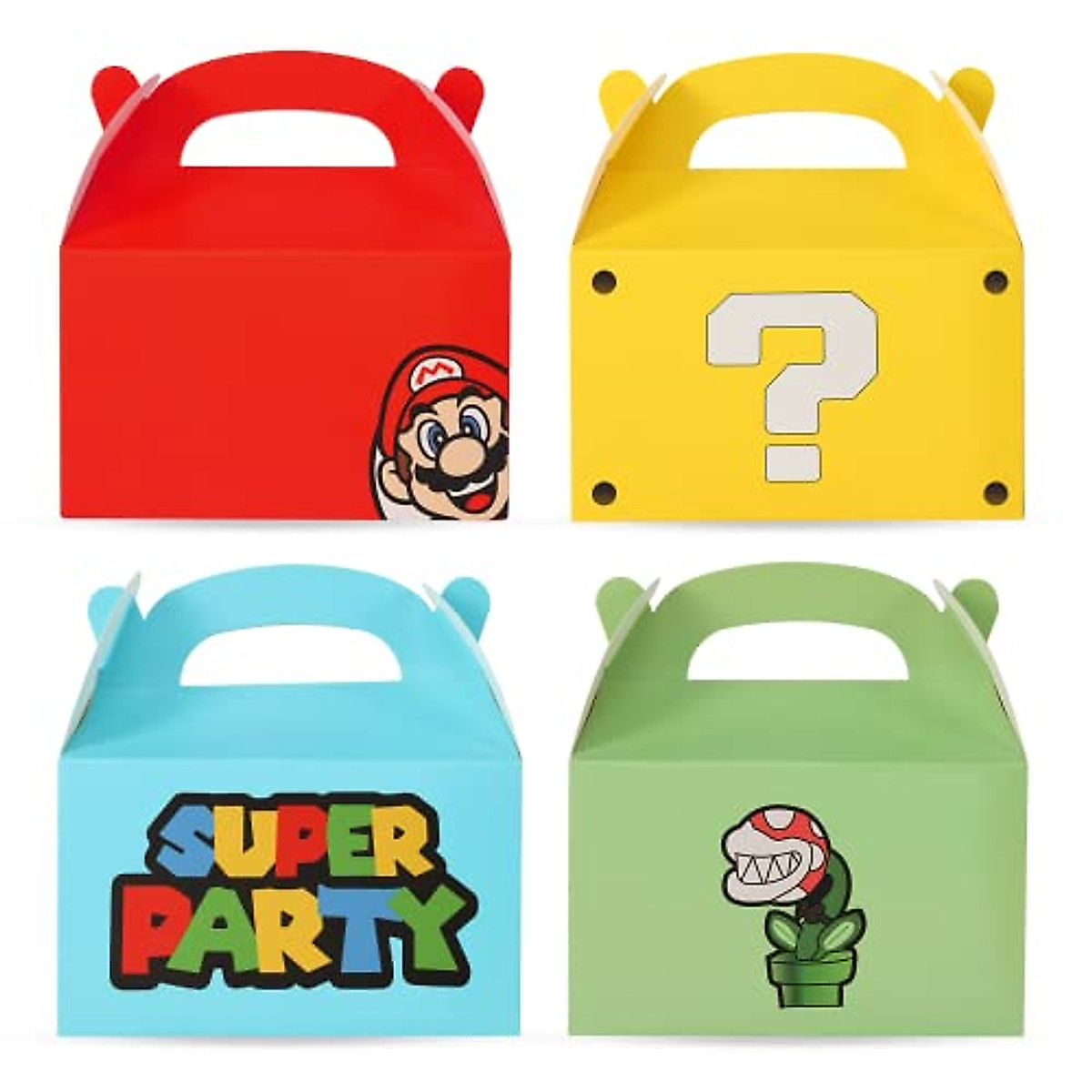 Joyhood Video Game Party Treat Box Compatible With Super M Party - 24 PCS Gift Boxes + 8 Ballon Gifts - Favor Snack Goody Cardboard Bag Gift Giving And Birthday Party Favors Decorations Supplies