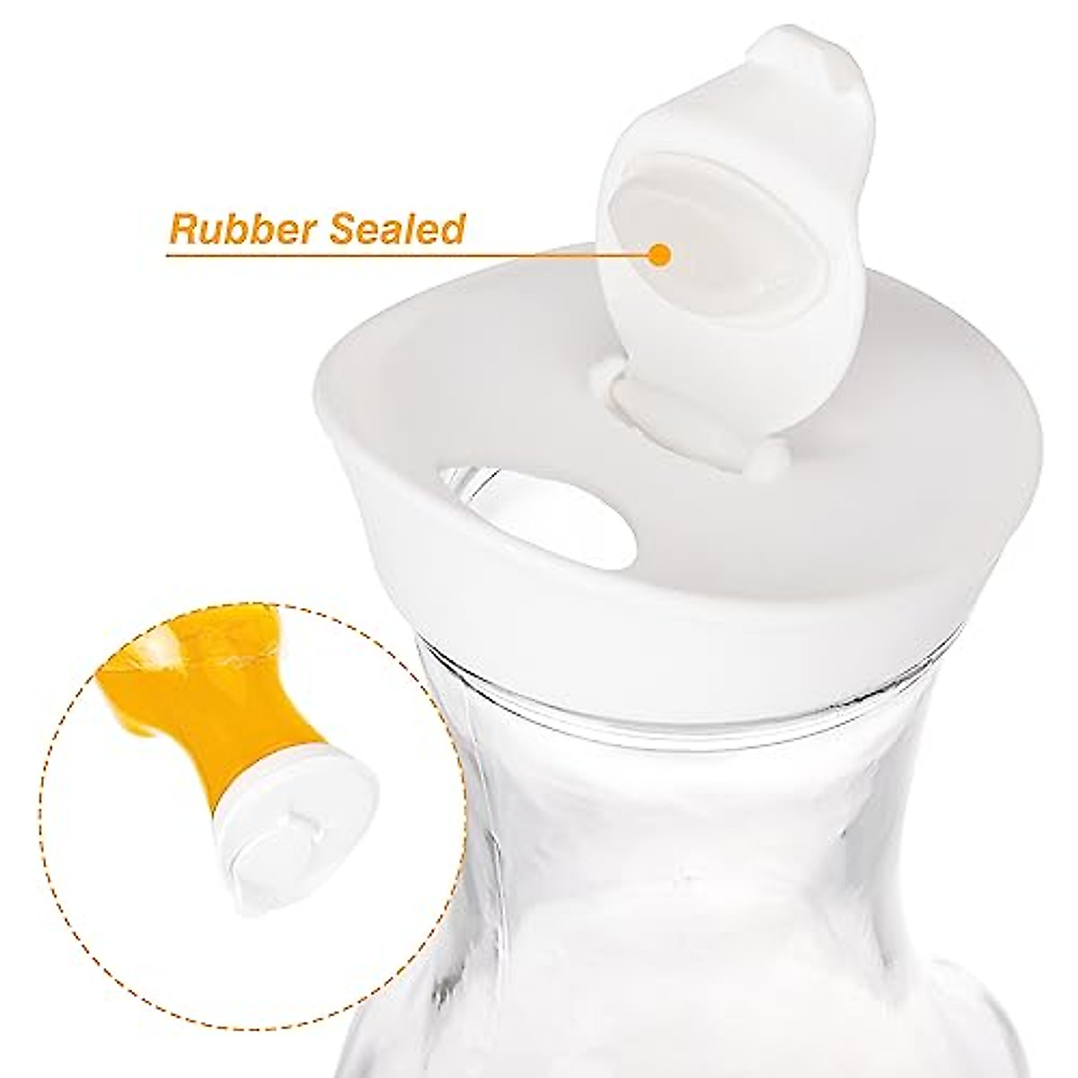 CUCUMI 3pcs 50oz Glass Carafe with Lids, 1.5 Liter Glass Water Pitcher Juice Containers Beverage Jugs for Mimosa Bar, Iced Tea, Cold Beverage, Milk