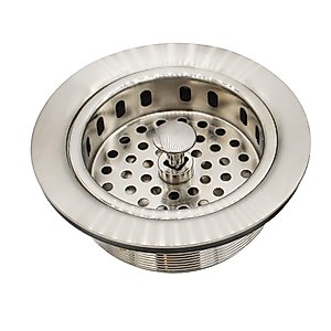 Westbrass D214-20 3-1/2" Post Style Large Sink Kitchen Basket Strainer, 1-Pack, Stainless Steel