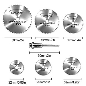 YEEZUGO 6pcs 1/8" HSS High Speed Steel Circular Saw Blades for Dremel Rotary Tool W/Shank