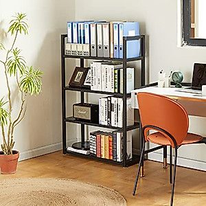 zizin 4-Tier Storage Rack Mutipurpose Shelf Stand Shelf Simple and Beautiful Book Shelf Heavy Duty Shelves for Living Room Kitchen Basement Black