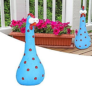 Chicken Statue, Big Eye Chicken Long Neck, Microlandschaft Hand Crafted Resin Animal Garden Statues for Garden Yard Art Decoration(Blue)