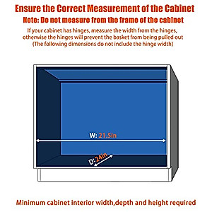 ROOMTEC Pull Out Cabinet Organizer, Cabinet Pull Out Shelves 20" W x 21" D, Heavy Duty Cabinet Drawers Slide Out Kitchen Cabinet Organizers Storage Shelf