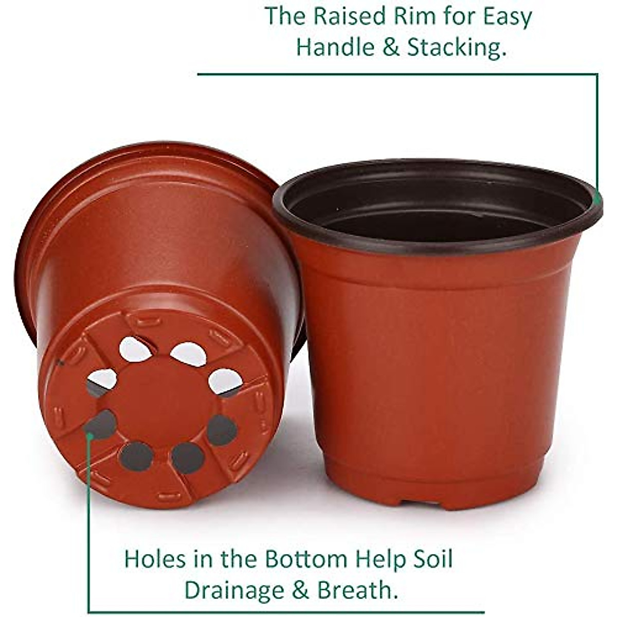 GROWNEER 120 Packs 4 Inches Plastic Plant Nursery Pots with 15 Pcs Plant Labels, Seed Starting Pot Flower Plant Container for Succulents, Seedlings, Cuttings, Transplanting