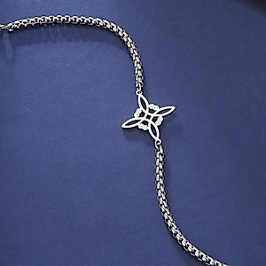 kkjoy Witches Knot Bracelet Stainless Steel Pagan Wiccan Symbol Magic Knot 4-Pointed Celtic Knot Witchcraft Bracelet for Women