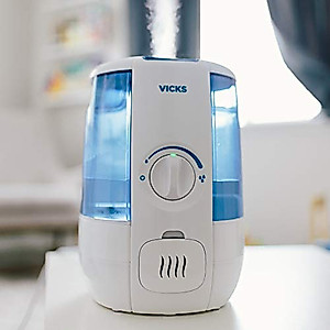 Vicks Filter-Free CoolRelief Cool Mist Humidifier, Medium Room, 1.2 Gallon Tank – Visible, Medicated Ultrasonic Humidifier for Baby, Kids and Adults, Works With Vicks VapoPads and Vicks VapoSteam