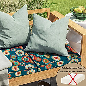 Magpie Fabrics Indoor Outdoor Cushion Cover Replacement 2 Pack, NO Insert! Water Repellent Slipcover with Ties Decor for Patio Garden Chair Sofa Bench Wicker(Heronsbill Turquoise Green, 20x18x4 Inch)