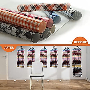 CLZYLRS Vinyl Roll Holder with 30 Compartments | Vinyl Roll Storage Rack Wall Mount/Over The Door | Vinyl Storage Rack | Hanging Organizer Storage, Gray