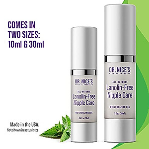 Dr. Nice's Moisturizing Gel - Lanolin-Free Nipple Cream for Breastfeeding - Nursing Essentials with Instant Cooling Relief for Sore Nipples - Water-Based Moisturizer Safe for Mom & Baby - (1 Fl. Oz)