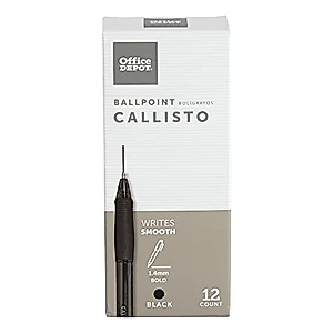 Office Depot Soft-Grip Retractable Ballpoint Pens, Bold Point, 1.4 mm, Clear Barrel, Black Ink, Pack Of 12