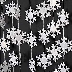 Pearl White Icy Snowflake Garland Kit Hanging Christmas Decorations Snowflakes Tree Decor Streamer Bunting Banner for Winter Wonderland Party Birthday Wedding New Year Baby Shower Home Decor