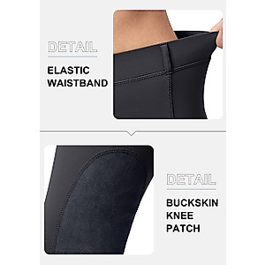 SANTINY Women's Horse Riding Pants with Zipper Pockets Knee-Patch Schooling Tights Equestrian Breeches for Women (Dark Grey_S)