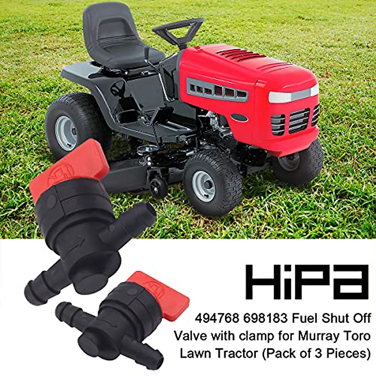 HIPA 494768 698183 Fuel Shut Off Valve with clamp for Murray Toro Lawn Tractor (Pack of 3 pieces)