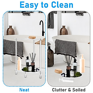 Acrylic Shower Bench, Corner Shower Foot Stool, 2-Tier Shower Stool for Shaving Legs, Bathroom Shower Bench with Storage Shelf, Shower Stool for Inside Shower Waterproof Upgrade