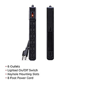 CyberPower GS608B Power Strip, 6 Outlets, 8 ft Power Cord, Black