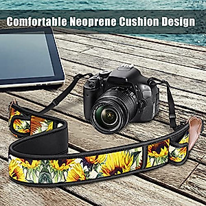 Fintie Camera Strap for All DSLR Camera, Universal Neck Shoulder Belt with Accessory Pockets for Canon, Nikon, Sony, Pentax, Sunflowers