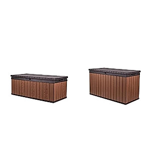 Keter Darwin 100 Gallon Resin Large Deck Box - Organization and Storage & Darwin 150 Gallon Resin Large Deck Box - Organization and Storage for Patio Furniture, Outdoor Cushions, Garden Tools