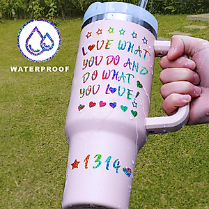 AIERSA Vinyl Letter Stickers for Stanley Cup Waterproof, 6Pcs Cursive Alphabet Name Stickers Tags for Personalized Cup Name Logo,Lettering Water Bottle Stickers for Adult Kids 40 30Oz Cups Accessories