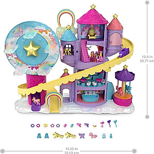 Polly Pocket Dolls & Playset, Rainbow Funland Theme Park with 2 Unicorns, Polly & Shani Micro Dolls, 25 Surprise Accessories