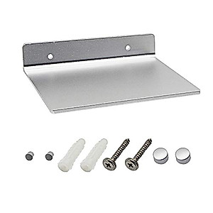 SinLoon 6 Inch Small Shelf in Flat Satin Aluminum Bathroom Shelf Wall Mount for Small Speaker Smartphone, Tablet, Toiletries (Silver)
