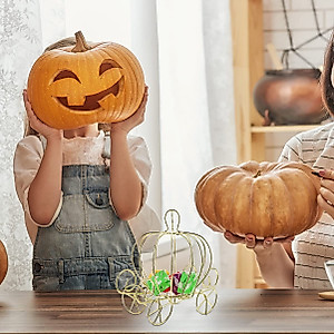 SEWACC Pumpkin Carriage Metal Candy Box Decorative Princess Carriage Candy Cart Candy Container Tabletop Decoration for Halloween Wedding Party