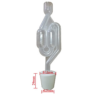 2 Piece S-Shape Air Lock Twin Bubble Plastic with #6 Rubber Stopper Grommet Homebrew Fermentation Wine Valve Wine Beer Making Twin Bubble Fermentation
