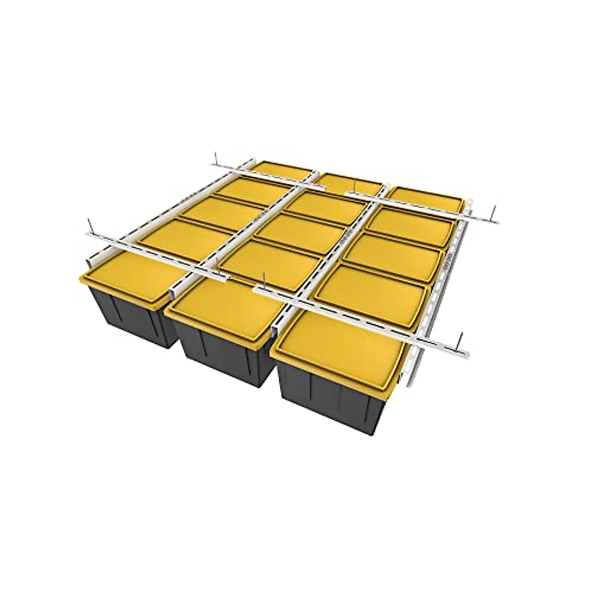 E-Z Garage Storage Alloy Steel Tote Slide PRO Overhead Garage Storage Rack - Organize Up to 15 Storage Tote Container Bins on The Ceiling, 88" x 80" x 3.5", White