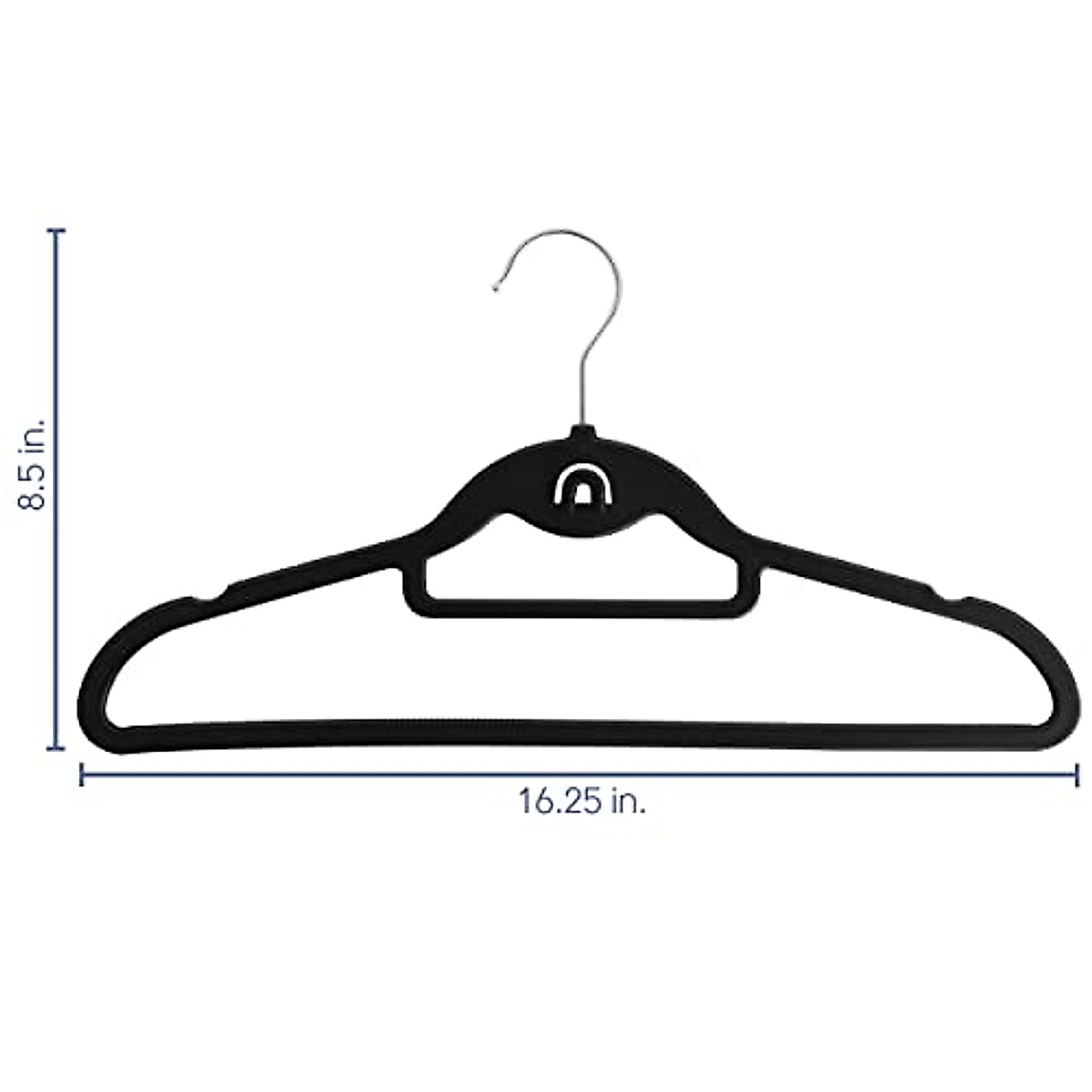 Elama Home 30 Piece Rubber Non Slip Hanger with Hanging Tab in Black