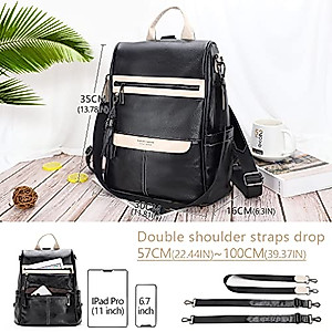 APHISON Fashion Backpack Purse for Women Anti-theft Large Adjustable and Removable Strap Multipurpose PU Leather Shoulder Bag Handbag Travel Backpack for Women