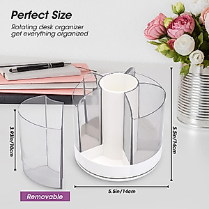 Vusmer Pencil Holders & Pen Holders for Desk 6 Slots 360 Degree Rotating Desk Organizers for Desk Desktop Storage