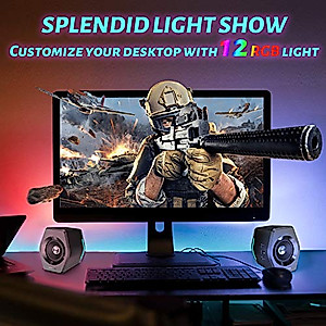 Edifier G2000 32W PC Gaming Computer Speakers for Laptop Mac Desktop Computer Woofer Speakers Bluetooth USB 3.5mm AUX Inputs RGB Lights Multimedia Speakers Black