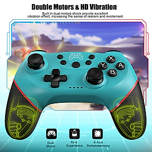 Diswoe Controller for Switch, Bluetooth Controller for Switch/Switch Lite, Wireless Controller with Turbo, Gyro Axis, Dual Shock and Motion Control, Easy and Long Game