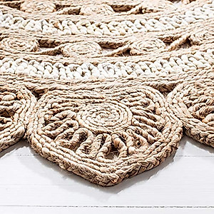 SAFAVIEH Natural Fiber Round Collection 6' Round Ivory NF160B Handmade Boho Charm Farmhouse Jute Area Rug
