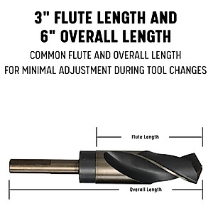 Drill America 37/64" Reduced Shank High Speed Steel Black & Gold Contractor Drill Bit with 3-Flat 1/2" Shank, KFD3F Series