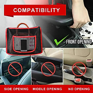 GKmow 2 PCS Car Storage Mesh Pocket Between Two Seats, Hanging Car Storage Organizer, Rear Seat Pet Child Mesh Barrier, Universal Mesh Storage Bag for Most Cars (Red #Upgrade Model)