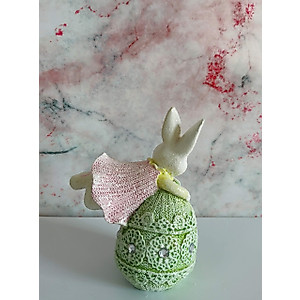 LEFOUND Easter Accessories Easter Rabbit Figurine Spring Decor for Home,Polyresin,Pink