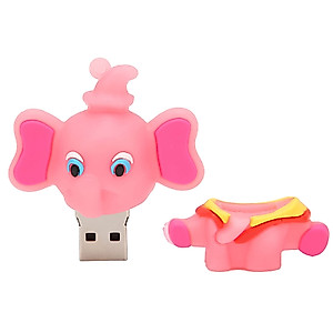 Kafuty-1 128GB Cute USB Flash Drive, Pink Elephant Cute Memory Stick Stitch Thumb Drive, Novelty Cartoon USB Jump Drive for Storage(128GB)