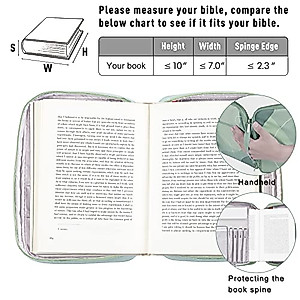 Datoua Bible Covers for Women Girls, Bible Case Scripture Carrying Carrier with Handle and Pocket, Bible Bag Teens Book Protective Large Medium Standard Size, Bible Accessories Study Supplies (Green)