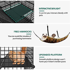 YITAHOME Cat Cage Indoor Large 4-Tier Cat Enclosure Metal Wire Cat Kennels DIY Cat Playpen Catio with Large Hammock for 1-3 Cats