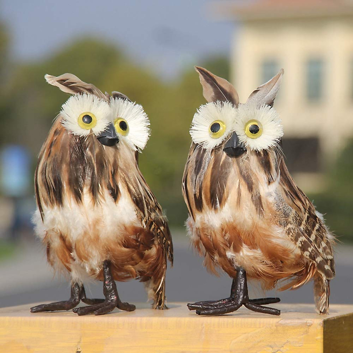LWINGFLYER Realistic Brown Feathered Owl Artificial Furry Owl Foam Bird Ornaments for Party Decoration Wreath Crafts Tree Topper Christmas Ornaments 16cm/6.2inch