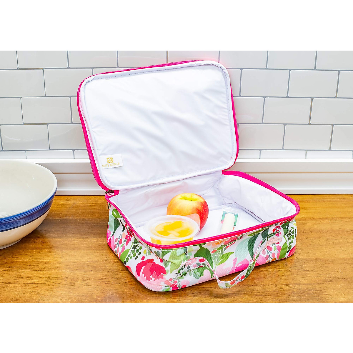 Mary Square Charlotte Floral Peony Water Resistant Soft Cooler Insulated Lunch Bag Tote