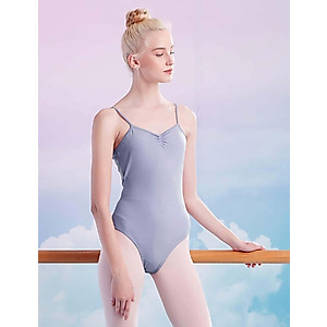 Daydance Grey Petite Women Dance Leotards Adult Ballet Outfits with Adjustable Straps