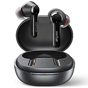 EarFun Wireless Earbuds, Air Pro 2 Hybrid Active Noise Cancelling Wireless Earphones, Bluetooth 5.2 Headphones with 6 Mics Call, in-Ear Detection, Ambient Mode, 34H Playtime Wireless Charging, Black