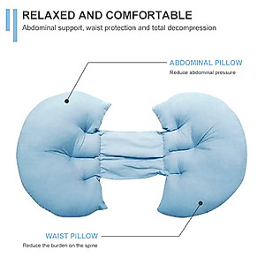 Pregnancy Pillow for Side Sleeper, Double Wedge Maternity Pillow, Belly Support Pillow, Removable Pillowcase Cotton Cover, Side Sleeping Pillow, Waist, Back Support, Gift (Blue)
