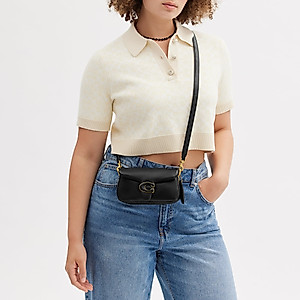 COACH Leather Covered C Closure Pillow Tabby Shoulder Bag 18, Black, One Size