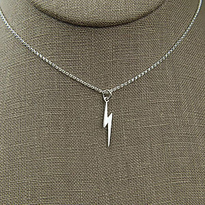 Artmiss Lightning Bolt Pendant Necklace Women Simple Charm Bar Choker Chain Jewelry for Women (Silver)