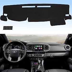 AUQDD Dashboard Cover Flannel Dash Mat Custom Compatible with 2016 2017 2018 2019 2020 2021 2022 2023 Toyota Tacoma, Anti-Glare, Anti-Reflection, No Peculiar Smell - with Storage Compartment